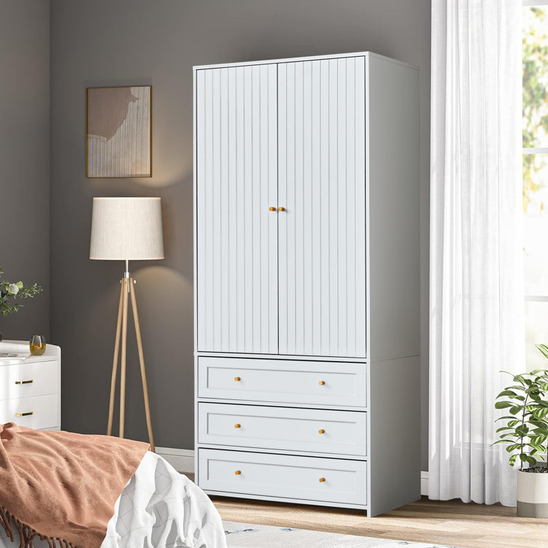 Winston Porter Sharmina 70.87'' H X 31.42'' W X 18.94'' D Armoire with 3 Drawers & Reviews | Wayfair